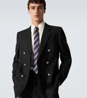 Valentino Garavani Striped Silk Jacquard Neck Tie - Blue