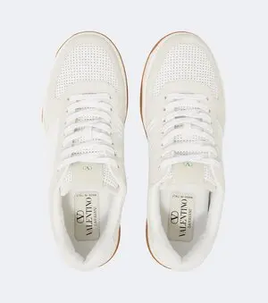 Valentino Garavani Sparry Suede And Leather Sneakers - White
