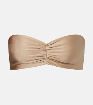 Jade Swim Ava Metallic Bandeau Bikini Top - Beige