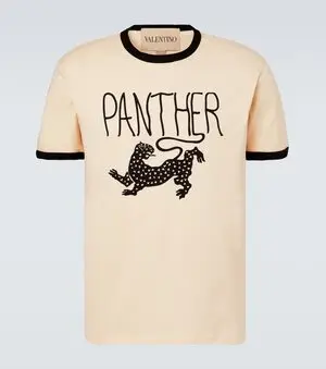 Valentino Garavani Printed Cotton Jersey T-shirt - Beige