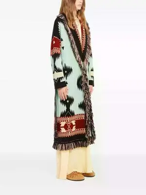 Alanui Icon Jacquard Fringed Cardigan Coat - Blue