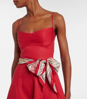 Zimmermann Rebellion Linen Midi Dress - Red