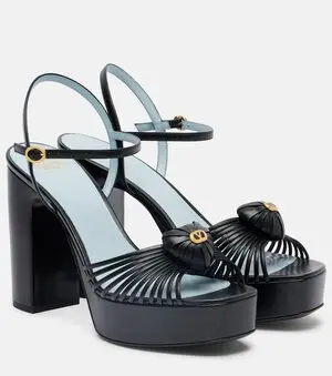 Valentino Garavani Royal Vlogo 115 Leather Platform Sandals - Black