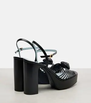 Valentino Garavani Royal Vlogo 115 Leather Platform Sandals - Black