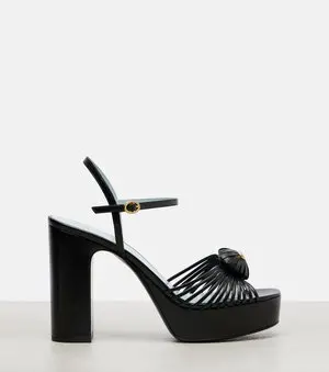 Valentino Garavani Royal Vlogo 115 Leather Platform Sandals - Black