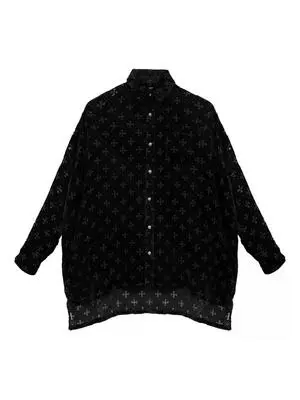 Chrome Hearts Mahal Kita Monogram Cross Velvet Shirt - Black