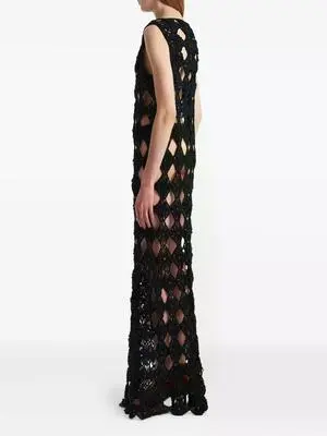 Khaite Floral-detail Openwork Maxi Dress