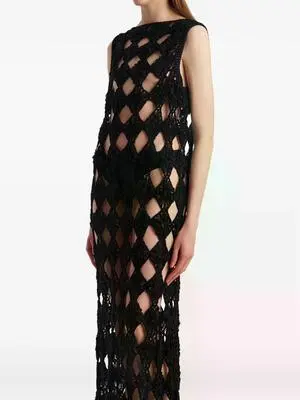 Khaite Floral-detail Openwork Maxi Dress