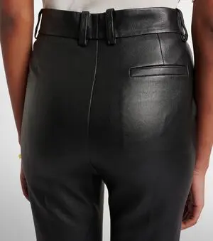 JOSEPH Tafira Mid-rise Leather Flared Pants - Black