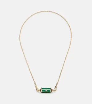 MARIE LICHTENBERG Baby Locket Pendant Necklace With Malachite And Diamonds - Gold