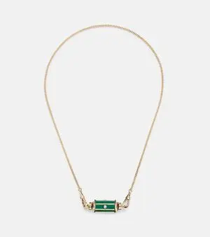 MARIE LICHTENBERG Baby Locket Pendant Necklace With Malachite And Diamonds - Gold