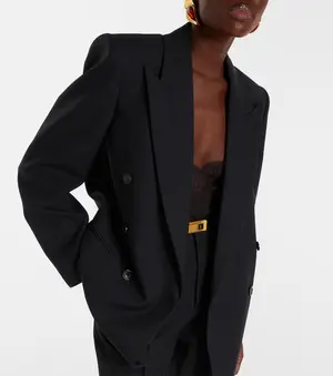 Saint Laurent Double-breasted Wool Blazer - Black