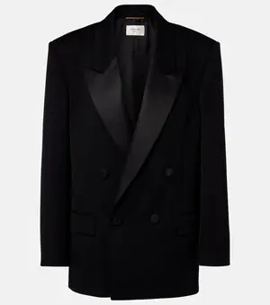 Saint Laurent Double-breasted Wool Blazer - Black