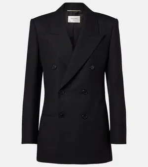 Saint Laurent Double-breasted Wool Blazer - Black