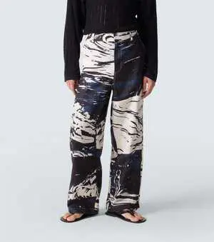 Commas Printed Linen Straight Pants
