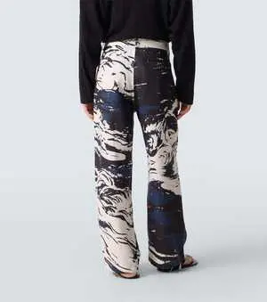 Commas Printed Linen Straight Pants