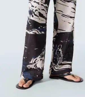 Commas Printed Linen Straight Pants