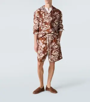 Commas Floral Tie-neck Linen Shirt