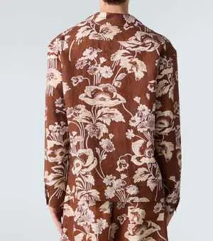 Commas Floral Tie-neck Linen Shirt