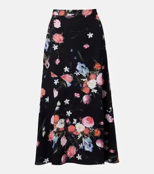 Black Floral Midi Skirts