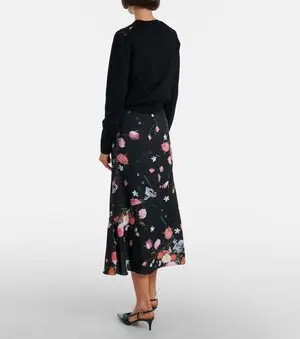 Erdem Floral Crêpe Midi Skirt
