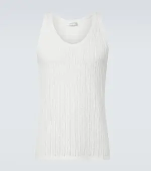 Commas Pointelle Cotton And Linen Tank Top - White
