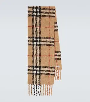 Burberry Check Wool-blend Bouclé Scarf - Beige