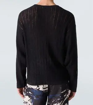 Commas Pointelle Cotton And Linen Sweater - Black
