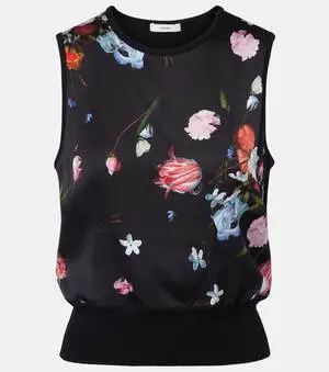 Erdem Floral Printed Wool Blend Top