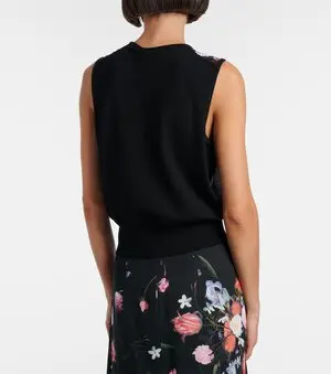 Erdem Floral Printed Wool Blend Top