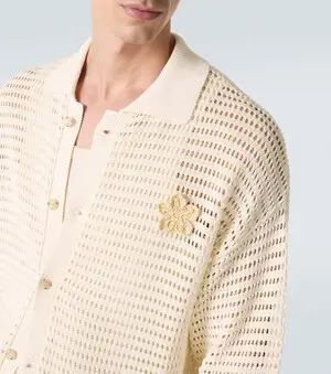 Commas Name Crochet Floral-appliqué Open-knit Shirt