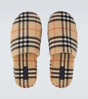 Burberry Check Slippers - Beige