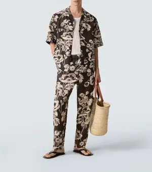 Commas Floral Linen Straight Pants