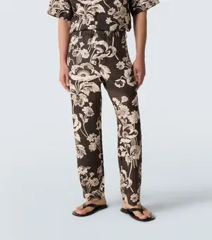 Commas Floral Linen Straight Pants