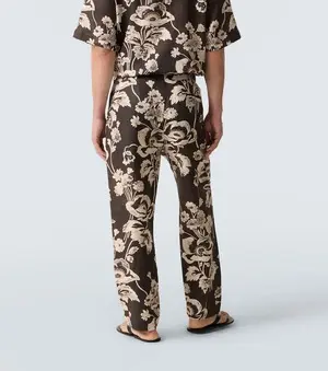 Commas Floral Linen Straight Pants