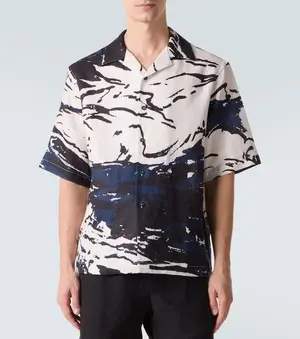 Commas Printed Linen Bowling Shirt