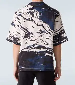 Commas Printed Linen Bowling Shirt