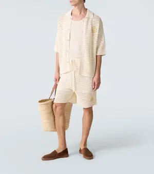 Commas Crochet Floral-appliqué Open-knit Bermuda Shorts - White