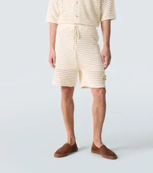 Commas Crochet Floral-appliqué Open-knit Bermuda Shorts - White