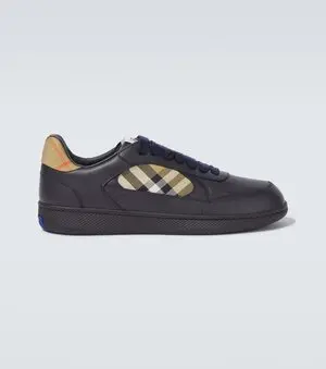Burberry Terrace Check Leather Sneakers - Black