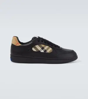 Burberry Terrace Check Leather Sneakers - Black
