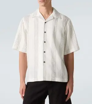 Commas Textured Striped Cotton Bowling Shirt