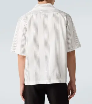 Commas Textured Striped Cotton Bowling Shirt