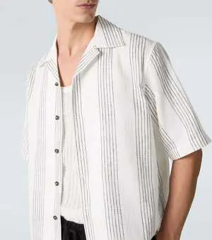 Commas Textured Striped Cotton Bowling Shirt