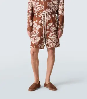 Commas Floral Linen Bermuda Shorts