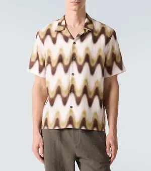 Commas Printed Linen Bowling Shirt