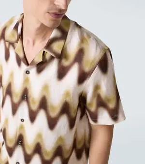 Commas Printed Linen Bowling Shirt