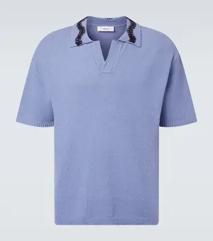 Commas Embroidered Cotton-blend Polo Shirt - Blue