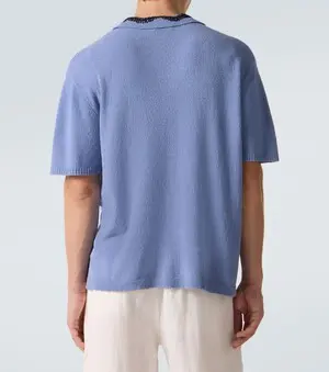 Commas Embroidered Cotton-blend Polo Shirt - Blue