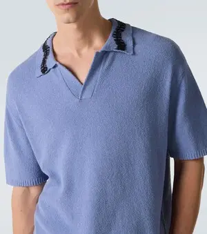 Commas Embroidered Cotton-blend Polo Shirt - Blue